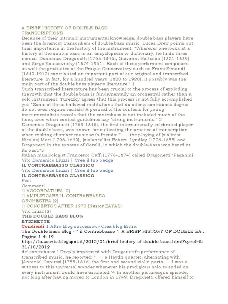History of the Double Bass | PDF | Double Bass | Symphony No. 9 (Beethoven)