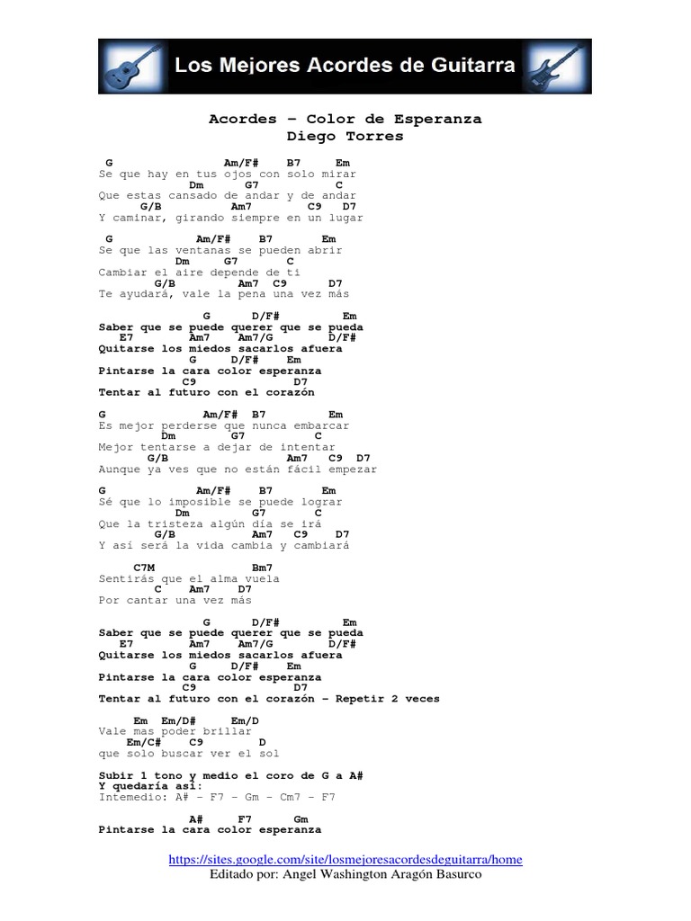 Acordes - Color de Esperanza - Diego Torres | PDF | Ocio