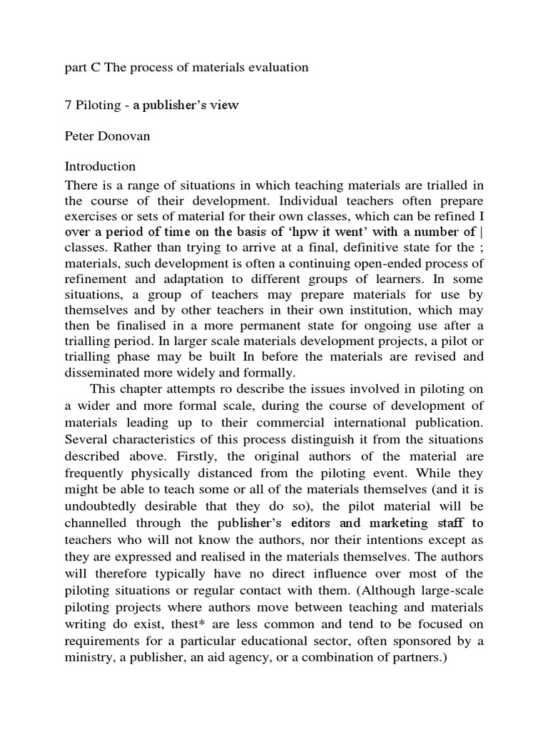 Part C The Process Of Materials Evaluation Pdf Evaluation