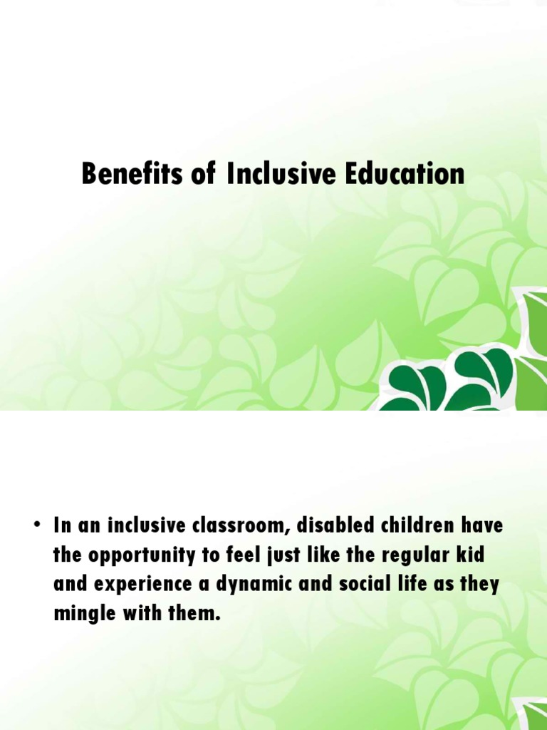 Advantages of Inclusive Education | PDF | Inclusion (Education ...