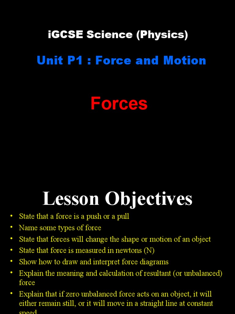 Unit P1: Force and Motion | PDF | Mass | Force