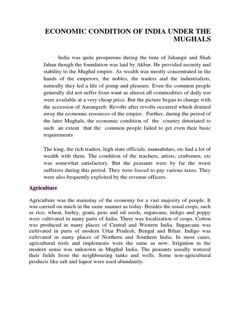 Economic Conditions in Mughal India | PDF | Mughal Empire | Agriculture