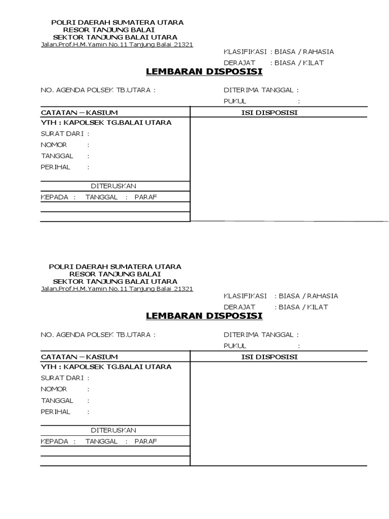 Lembaran Disposisi | PDF