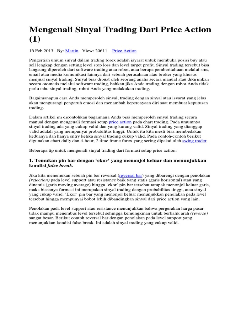Mengenali Sinyal Trading Dari Price Action | PDF | Bisnis | Pengelolaan ...