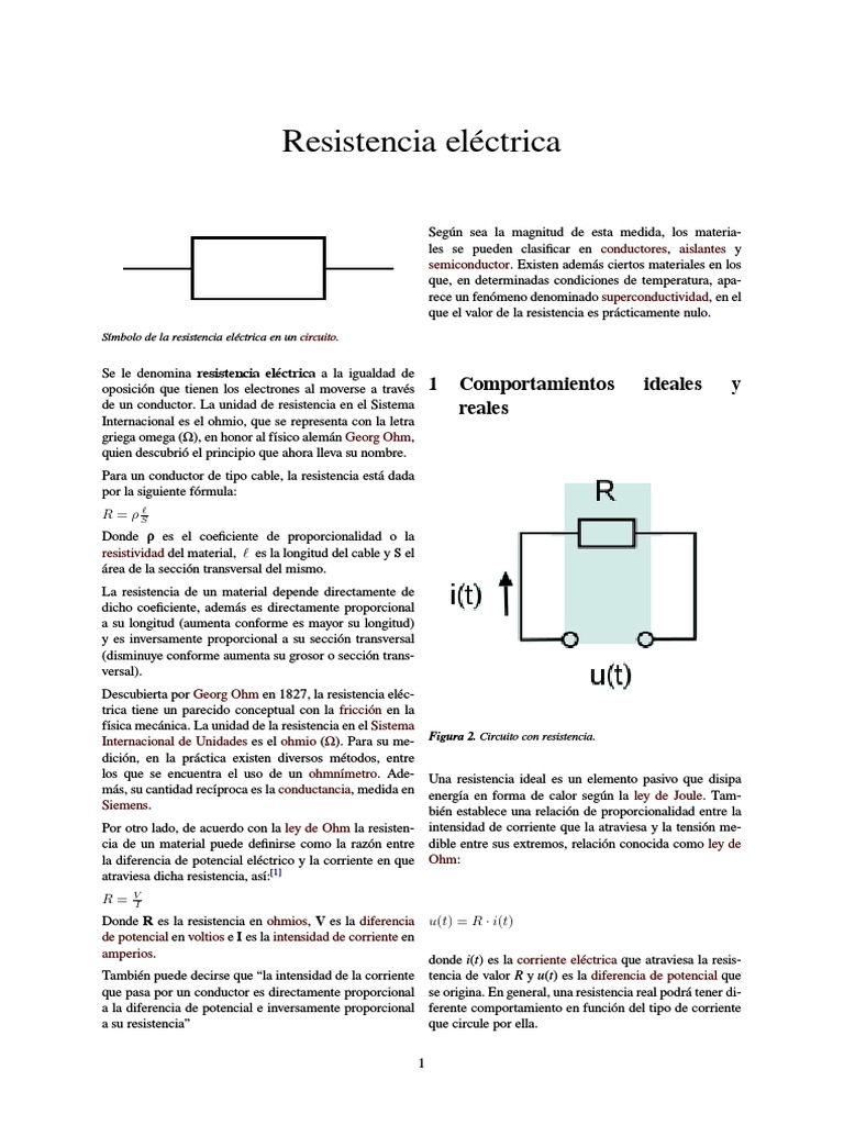 Conceptos de Resistencia Eléctrica | PDF | Resistencia Eléctrica y ...