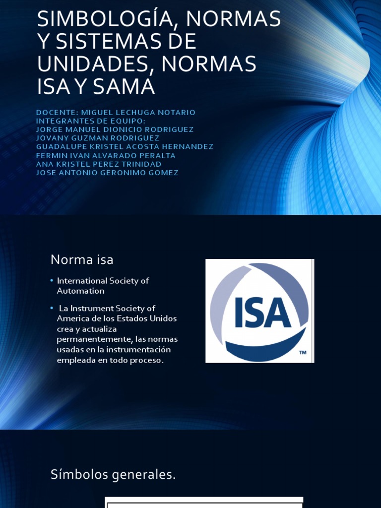 Simbología y Sistemas de Unidades norma isa y sama