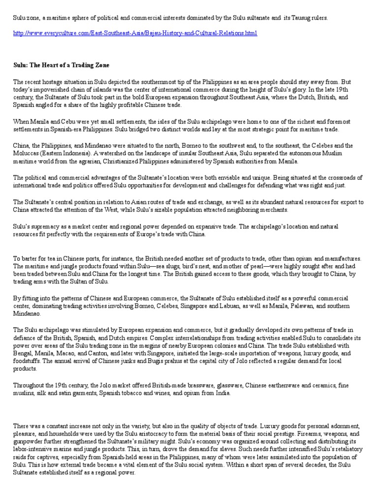 Sulu Zone | PDF | Southeast Asia | Philippines