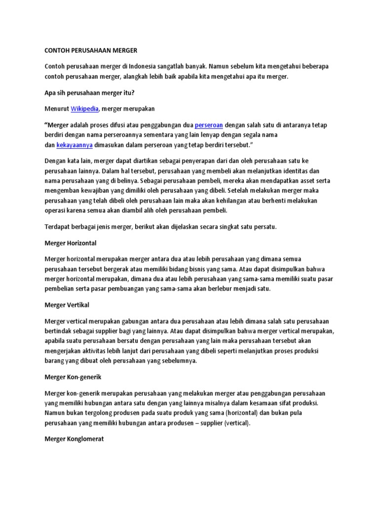 Contoh Perusahaan Merger | PDF