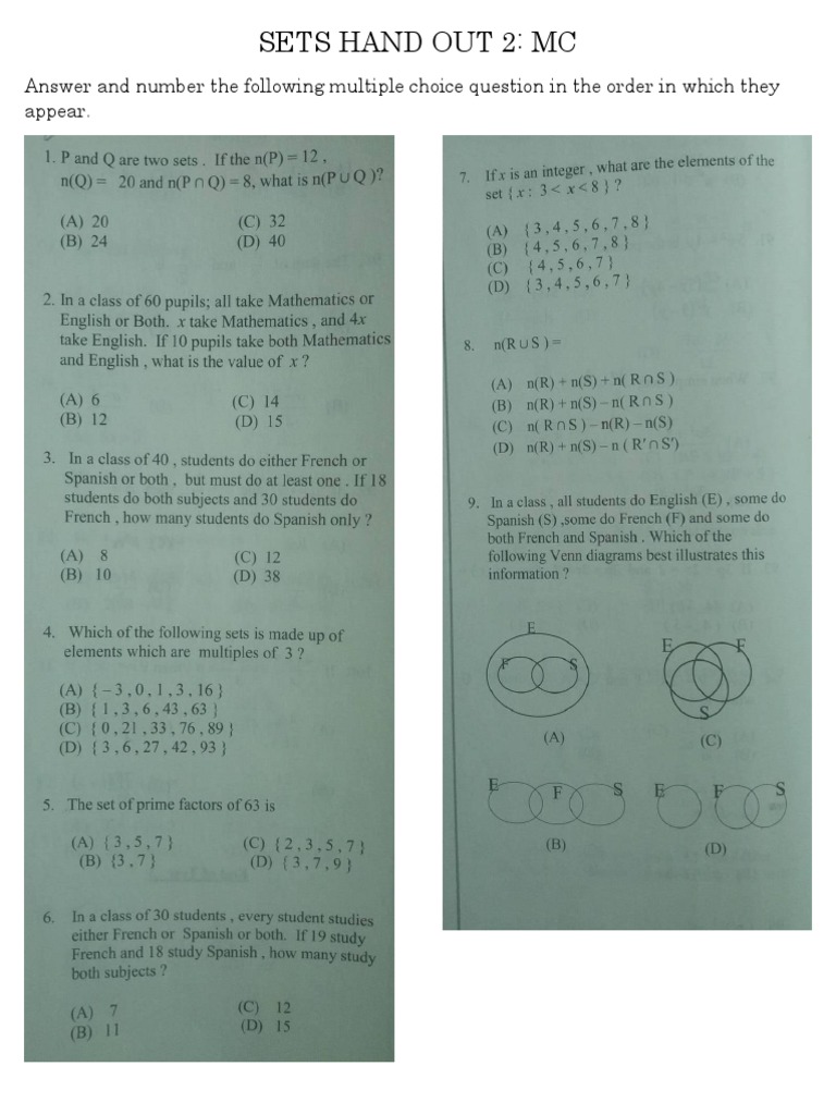 MC Question Set Handout 2 | PDF
