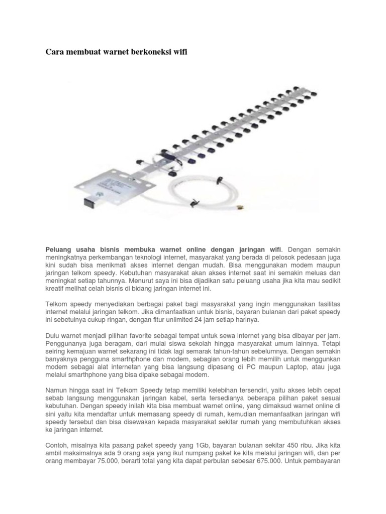 Cara Membuat Warnet Berkoneksi Wifi | PDF | Teknologi & Rekayasa
