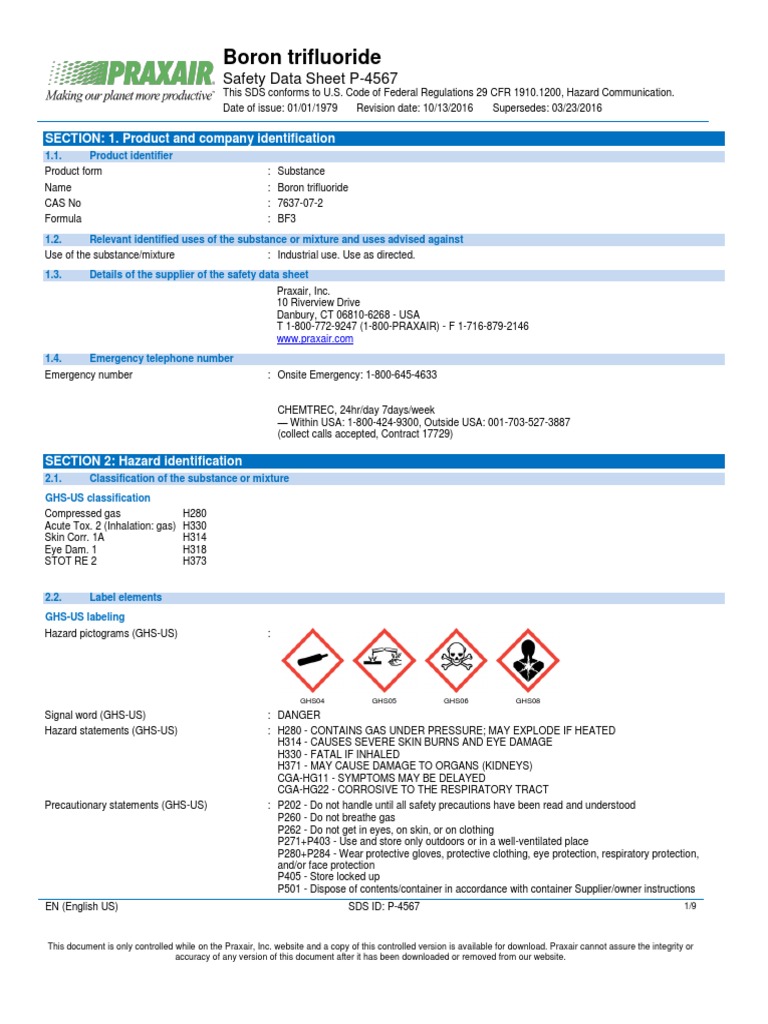 BF# Msds Sheet | PDF | Fluorine | Personal Protective Equipment