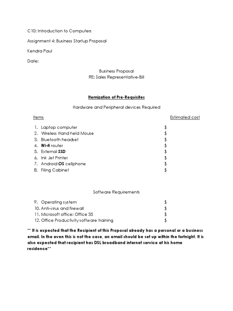 C10 Assignment Start Up Proposal | Download Free PDF | Laptop | Hard ...