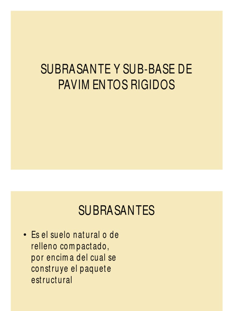 4.0 - Subrasante y Sub-Base de Pavimentos Rigidos | PDF | Densidad ...