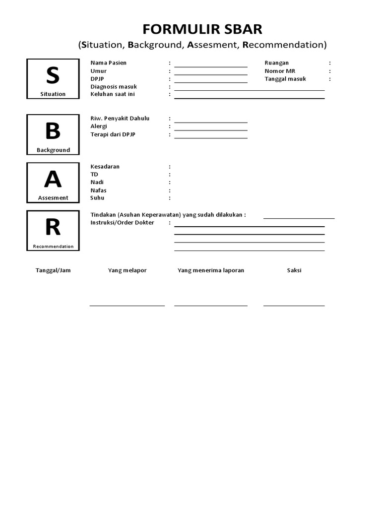 Form SBAR PDF | PDF
