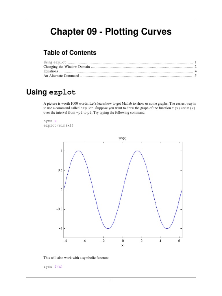 Chapter 09 - Plotting Curves: Ezplot | PDF | Computers | Technology ...