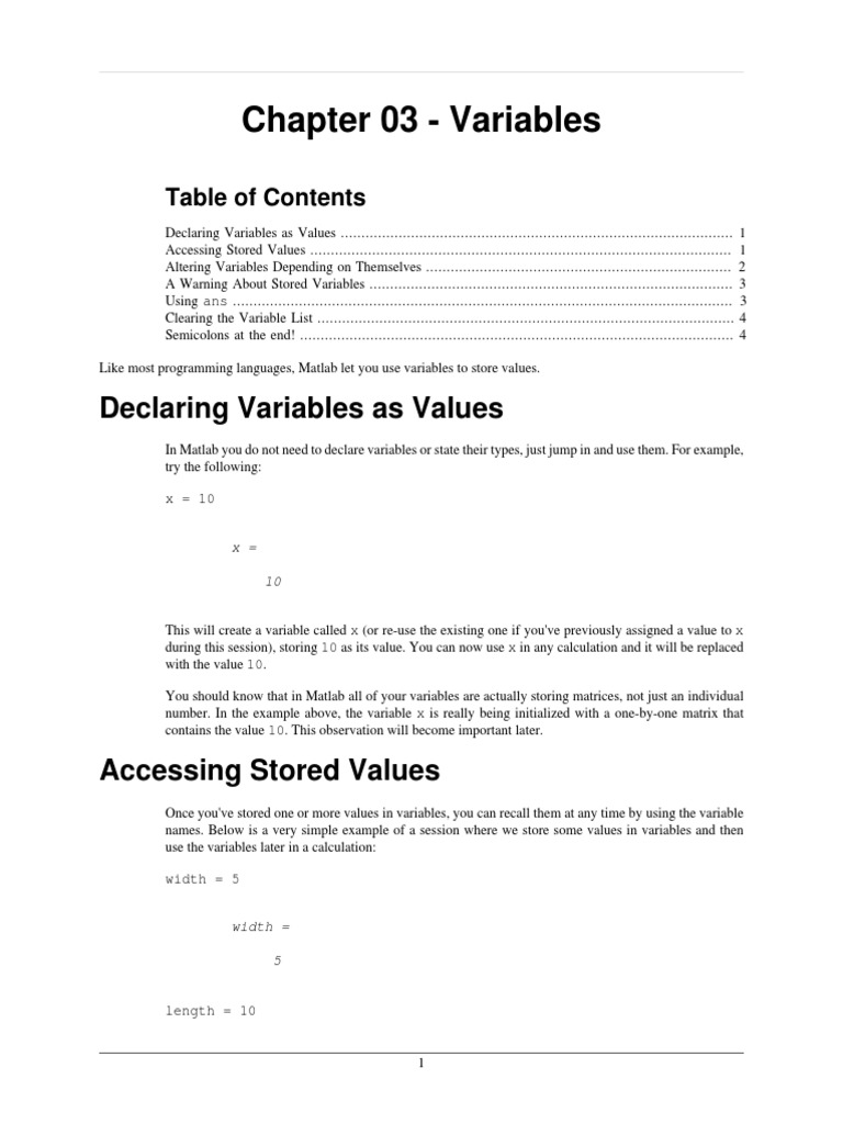 Chapter 03 - Variables: Declaring Variables As Values | PDF | Variable ... Chapter 03 - Variables: Declaring Variables As Values | PDF | Variable ...