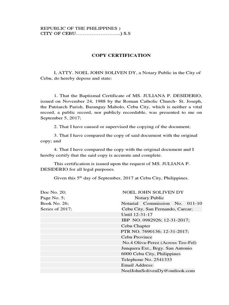 Copy Certification | PDF