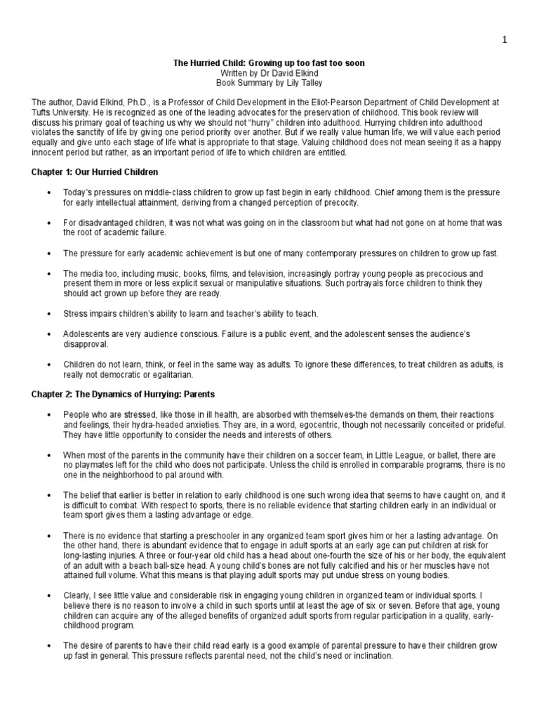 The Hurried Child | PDF | Adolescence | Attachment Theory