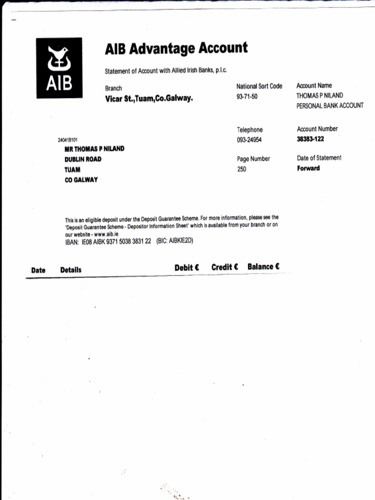 AIB Advantage Account Statement | PDF