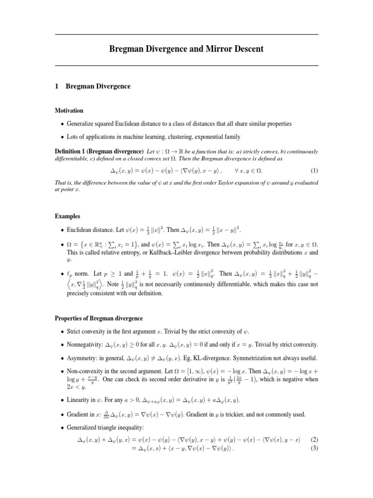 Bregman Divergence and Mirror Descent | PDF | Applied Mathematics | Mathematical Concepts