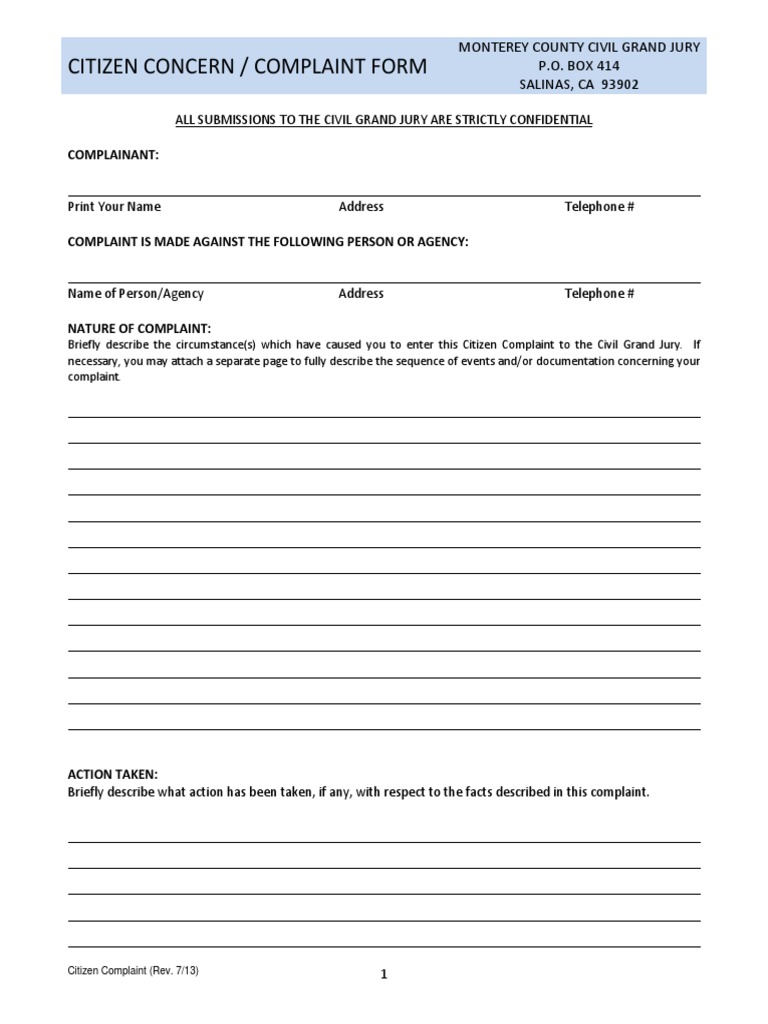 2017-Citizen Complaint Form PDF | PDF