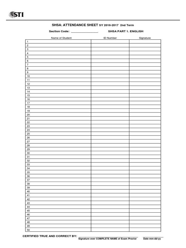 Attendance Sheet and Other Forms For SHSA PDF | PDF | Envelope | Test ...