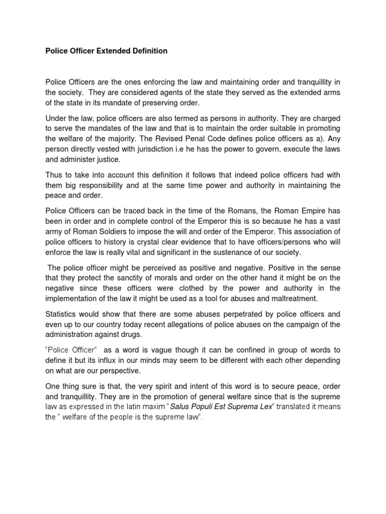 Police Officer Extended Definition | PDF
