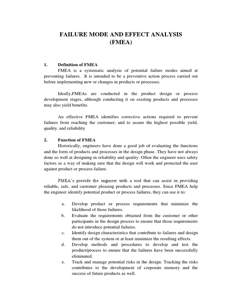 Failure Mode and Effect Analysis | PDF | Reliability Engineering | Systems Theory