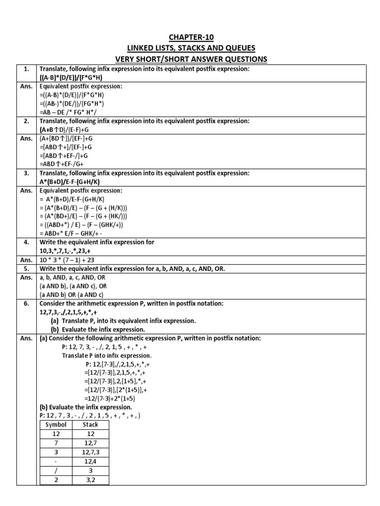 Class 12 Sumita Arora C++ ch10 Linked Lists Stacks and Queues | PDF ...