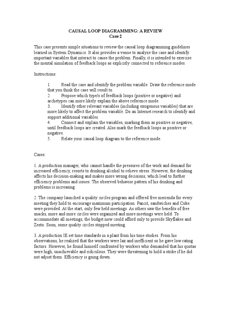 Case 2 Causal Loop Diagramming | PDF | Causality | Emergence
