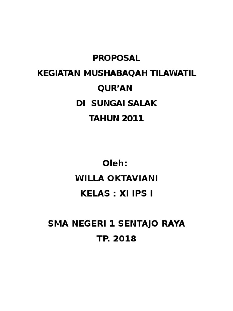 Proposal MTQ | PDF | Ilmu Sosial