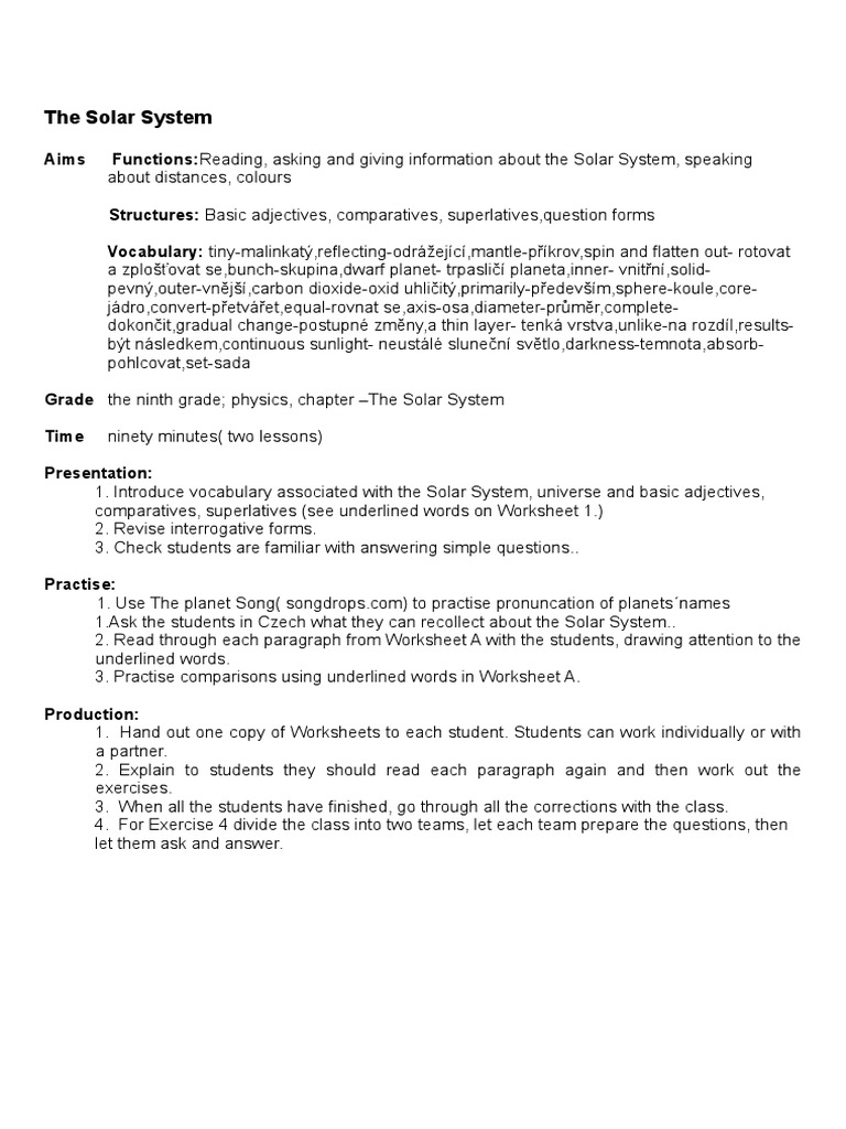 The Solar System | PDF | Planets | Natural Satellite