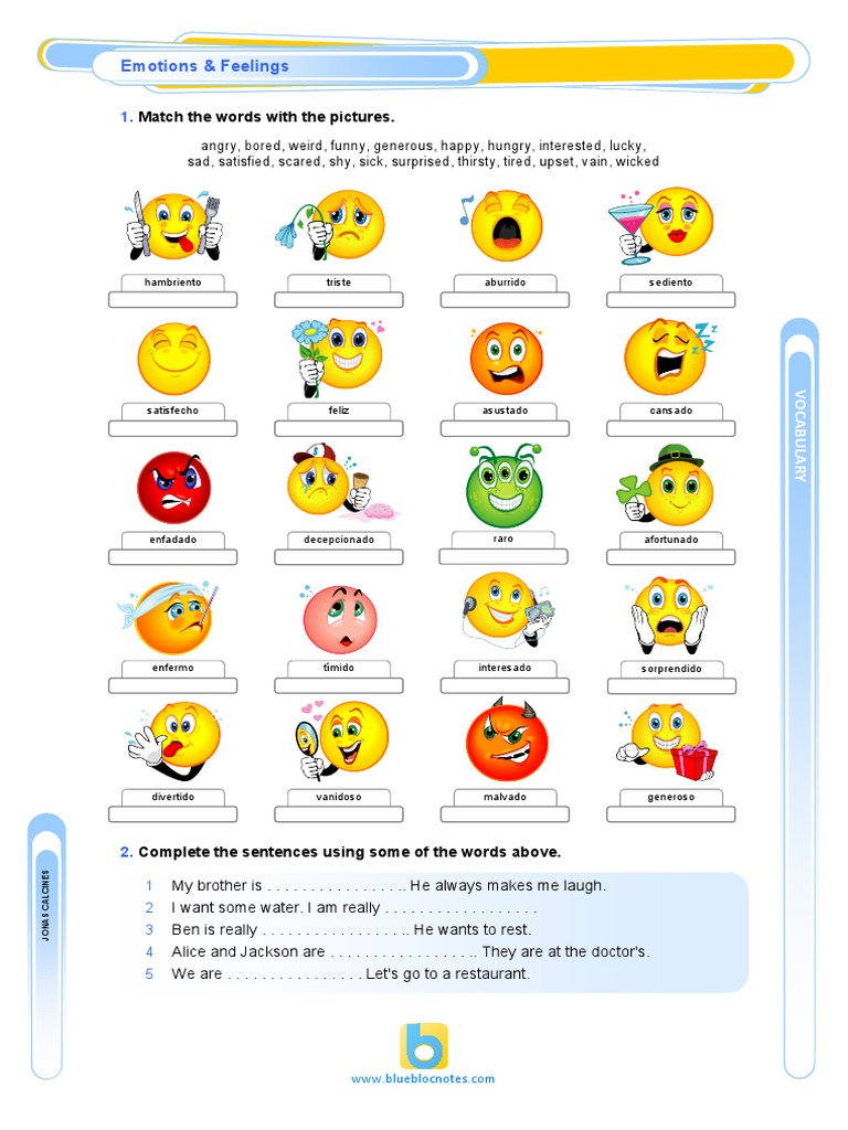 Emotions and Feelings I - Vocabulary Worksheet | PDF