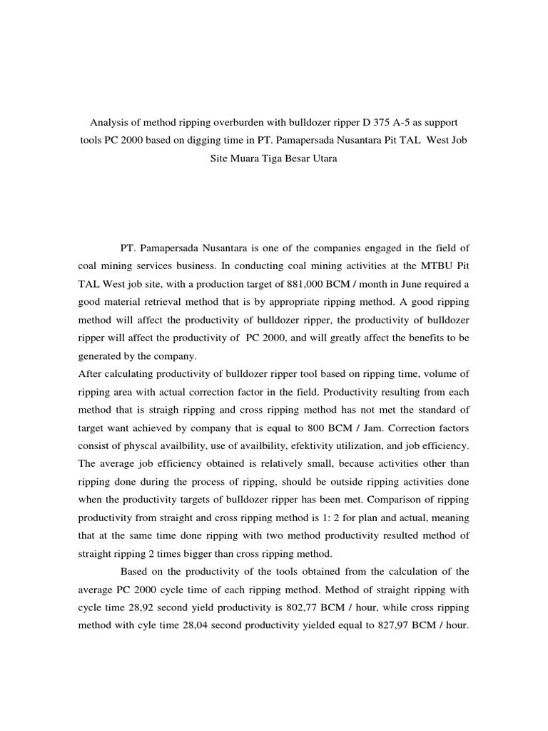 Ripping Method Analysis for Coal Mining | PDF | Coal Mining | Industries