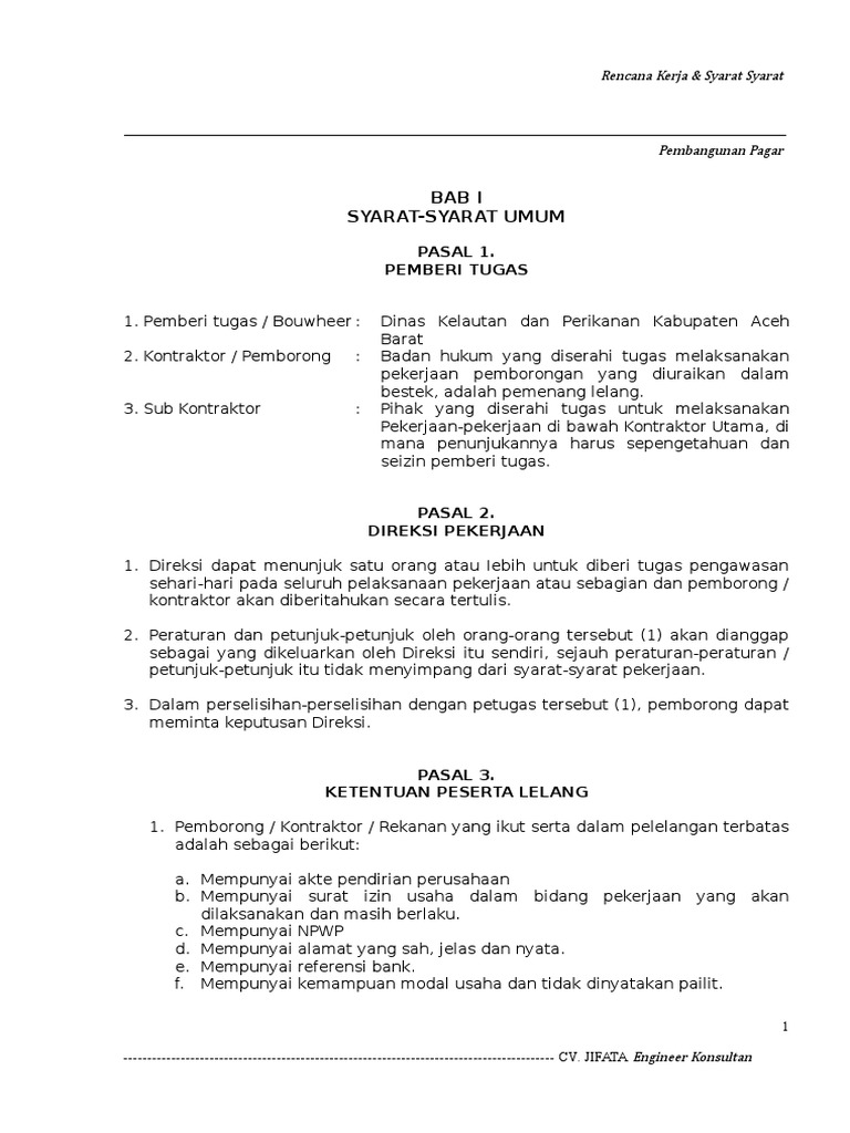 RKS Pembangunan Pagar | PDF