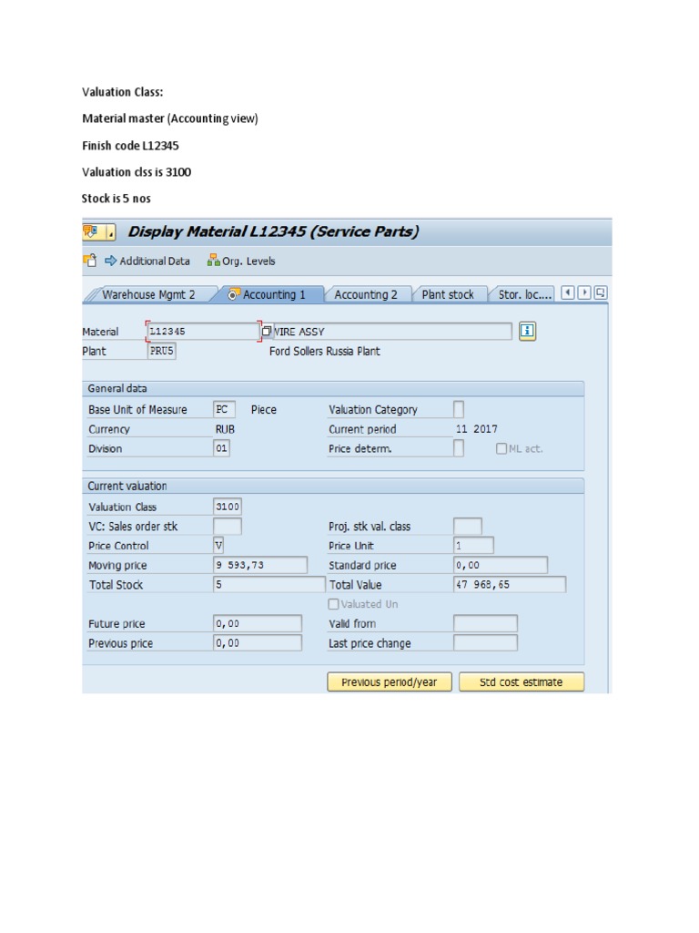 Valuation Class Change Steps | PDF
