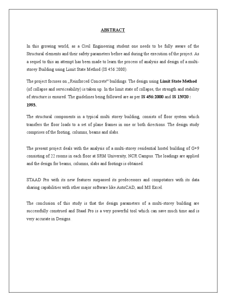 Multi-Storey Building Design Analysis | PDF | Structural Load ...