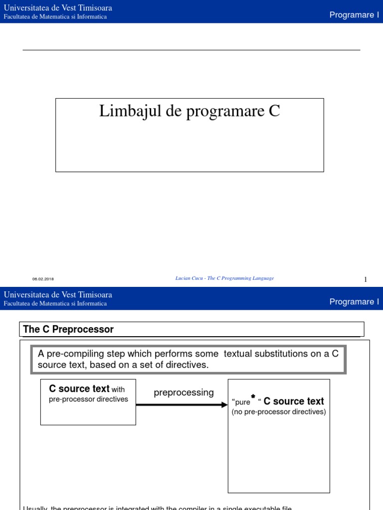 Programare I (Curs 7) | PDF | C (Programming Language) | Macro ...