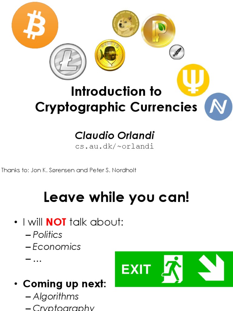 Introduction To Cryptographic Currencies: Claudio Orlandi | PDF ...