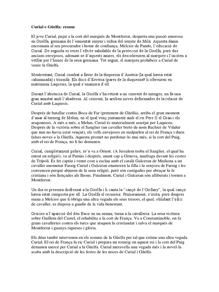 Resum Curial e Güelfa | PDF