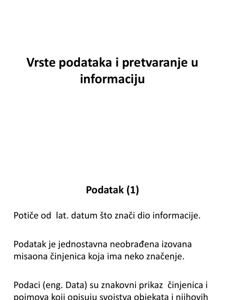 3.vrste I Obrada Podataka | PDF