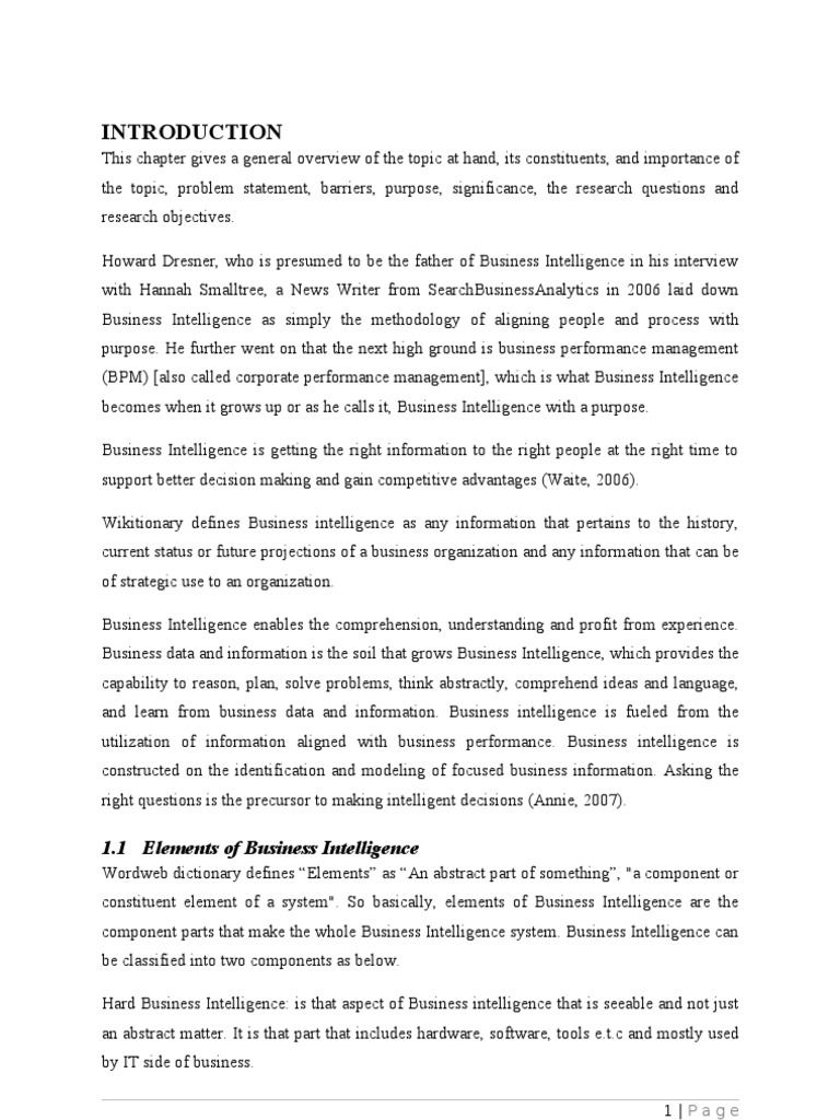 Business Intelligence Overview | PDF | Business Intelligence | Data ...