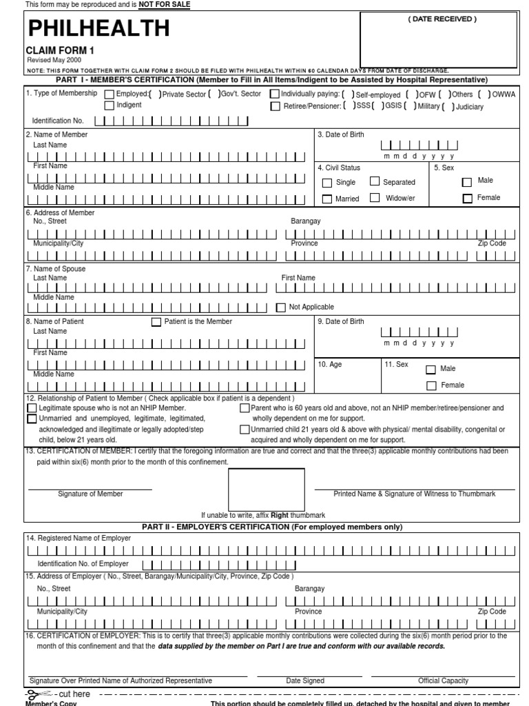 PhilHealth Claim Form 1: Instructions and Requirements for Filing a ...