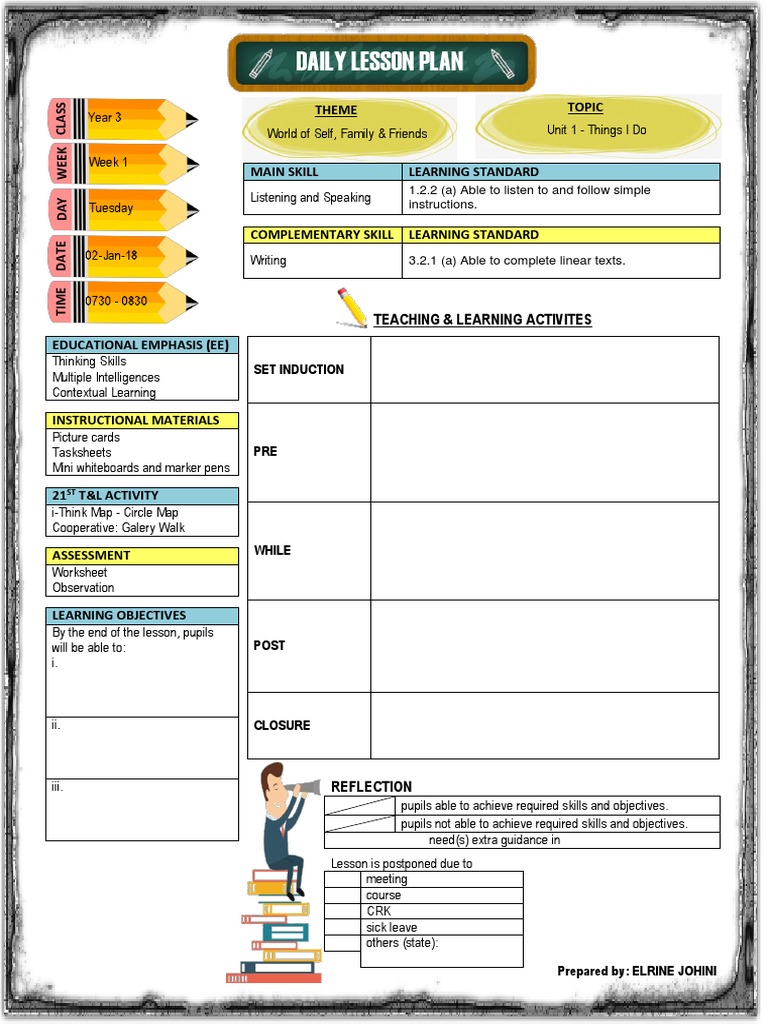 Lesson Plan Template BI Year 3 | PDF