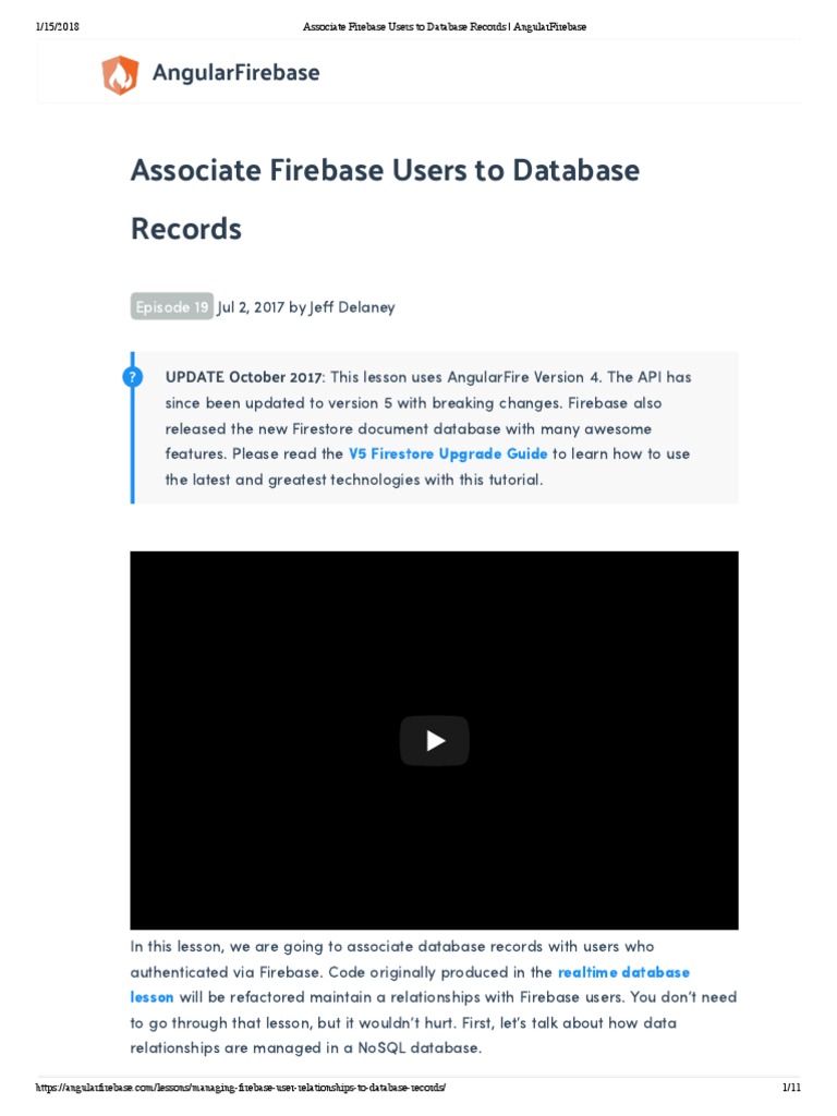 Associate Firebase Users To Database Records - AngularFirebase | PDF ... Associate Firebase Users To Database Records - AngularFirebase | PDF ...