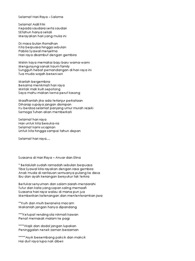 Lirik Lagu Raya | PDF