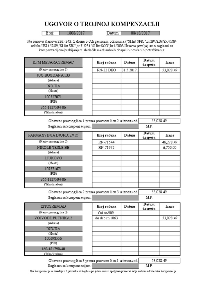 Izjava o Trojnoj Kompenzaciji Knjigovodstvena Agencija Natani