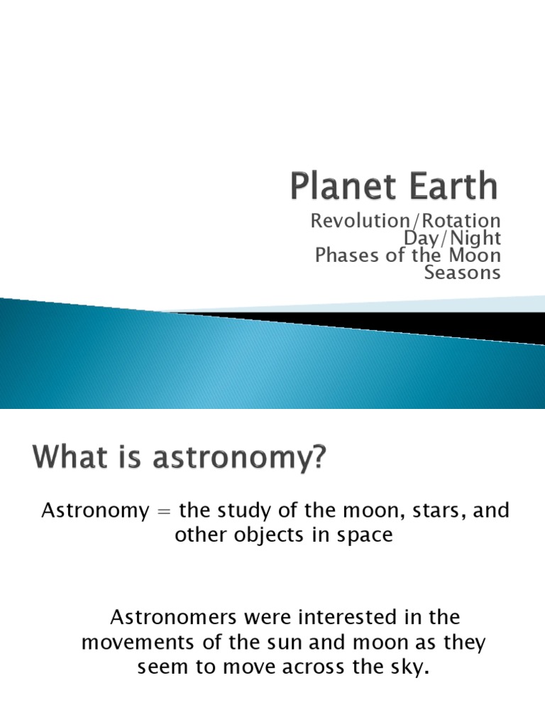 Revolution/Rotation Day/Night Phases of The Moon Seasons | PDF | Moon ...
