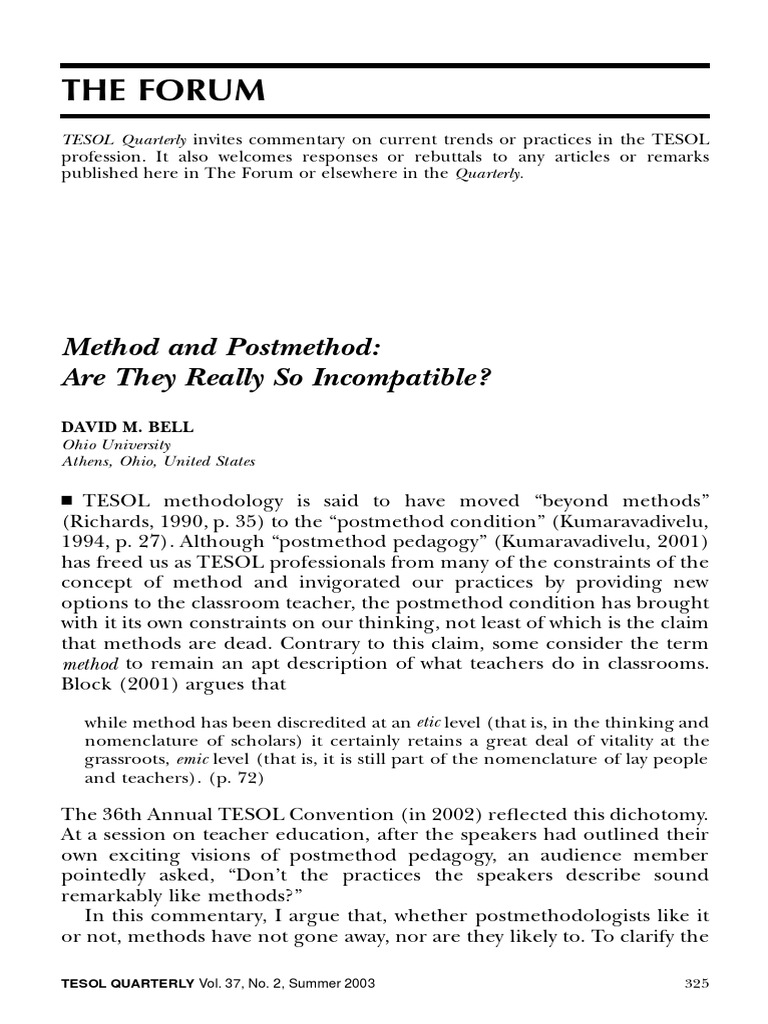 Method and Post Method Era PDF | PDF | Language Education | English As ...