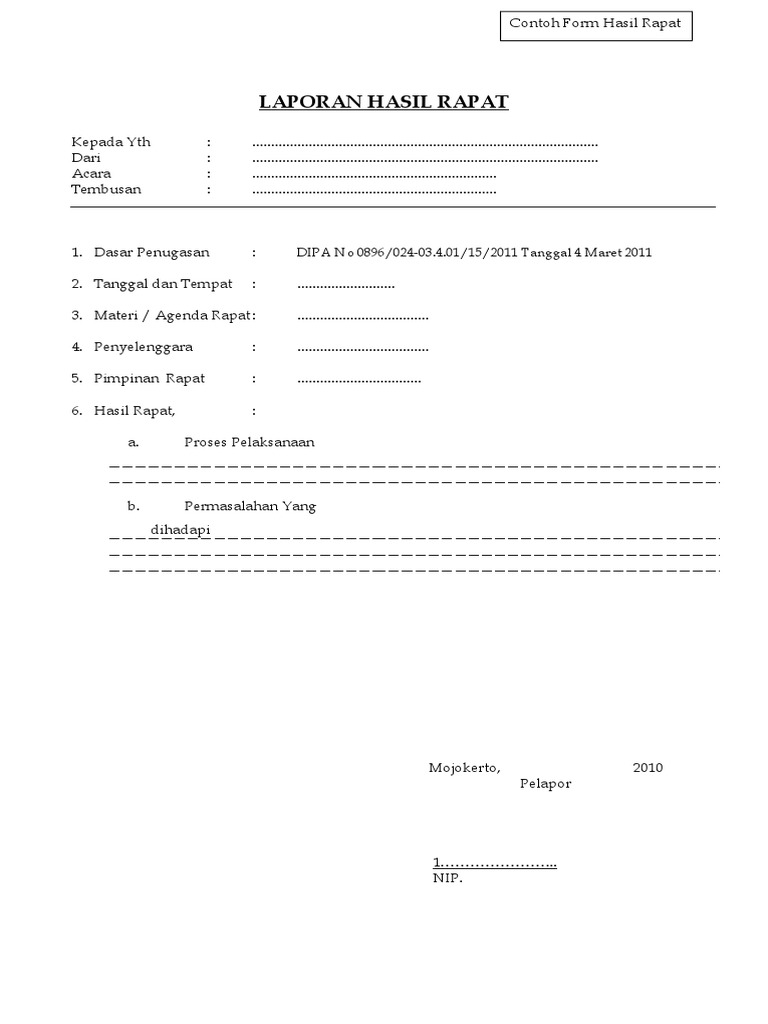 Contoh Laporan Rapat | PDF | Seni